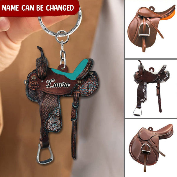 Personalized Horse Saddle Acrylic Keychain For Horse Lovers, Cowboy Co ...